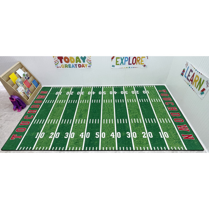 Kid Carpet Football Field Green/Red Area Rug & Reviews | Wayfair