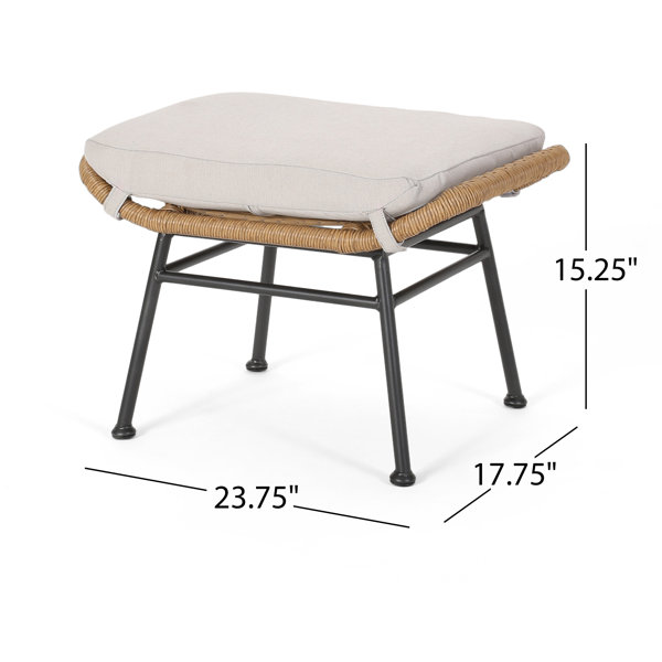 Wade Logan® Ingle Outdoor Ottoman with Cushion & Reviews | Wayfair