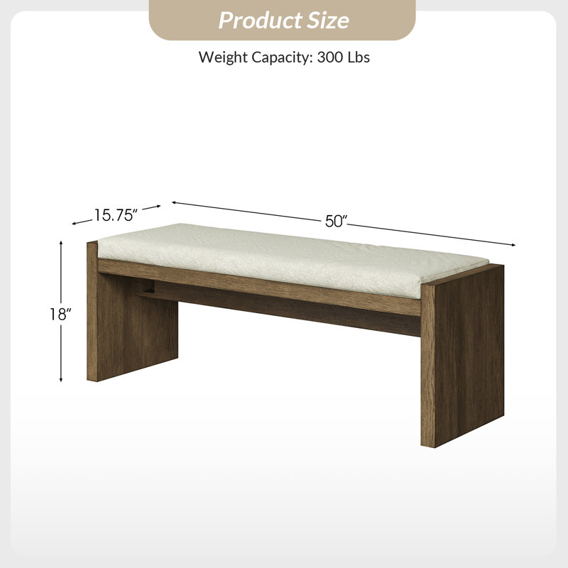 Ebern Designs Lamia Upholstered Bench with Solid Wood Frame and ...