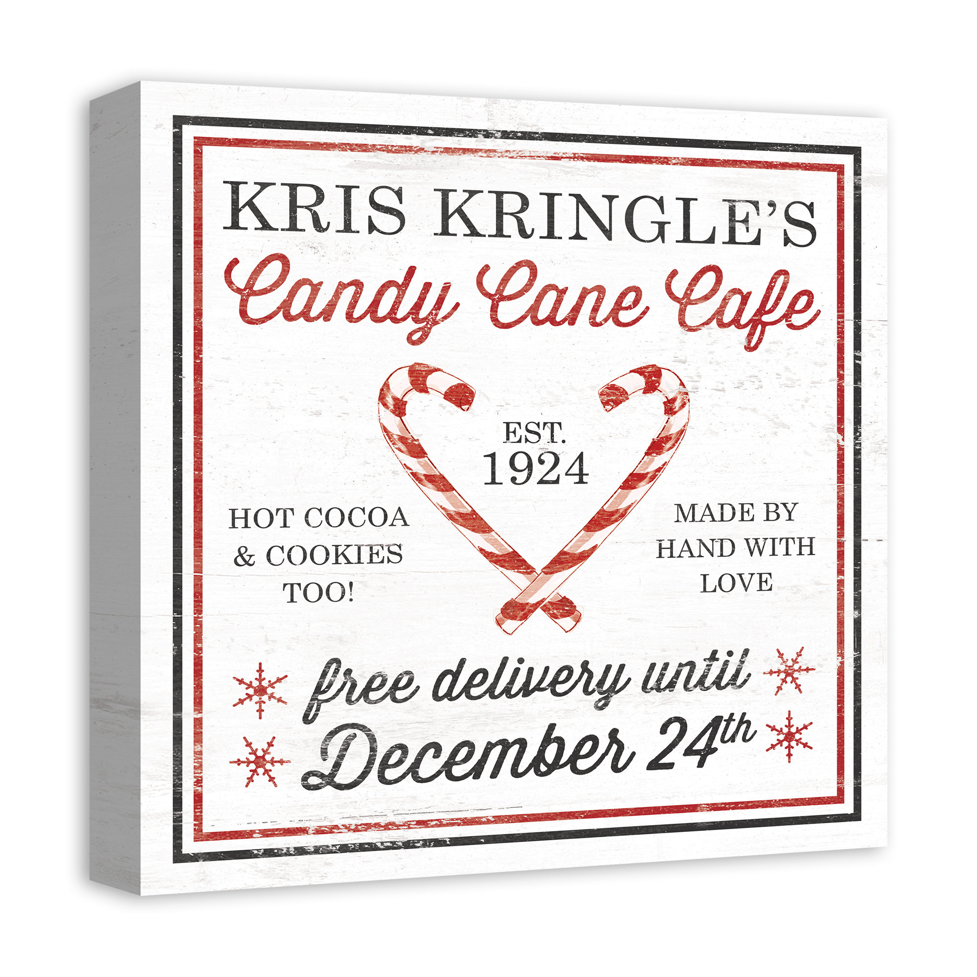 The Holiday Aisle® Candy Cane Cafe On Canvas Textual Art | Wayfair