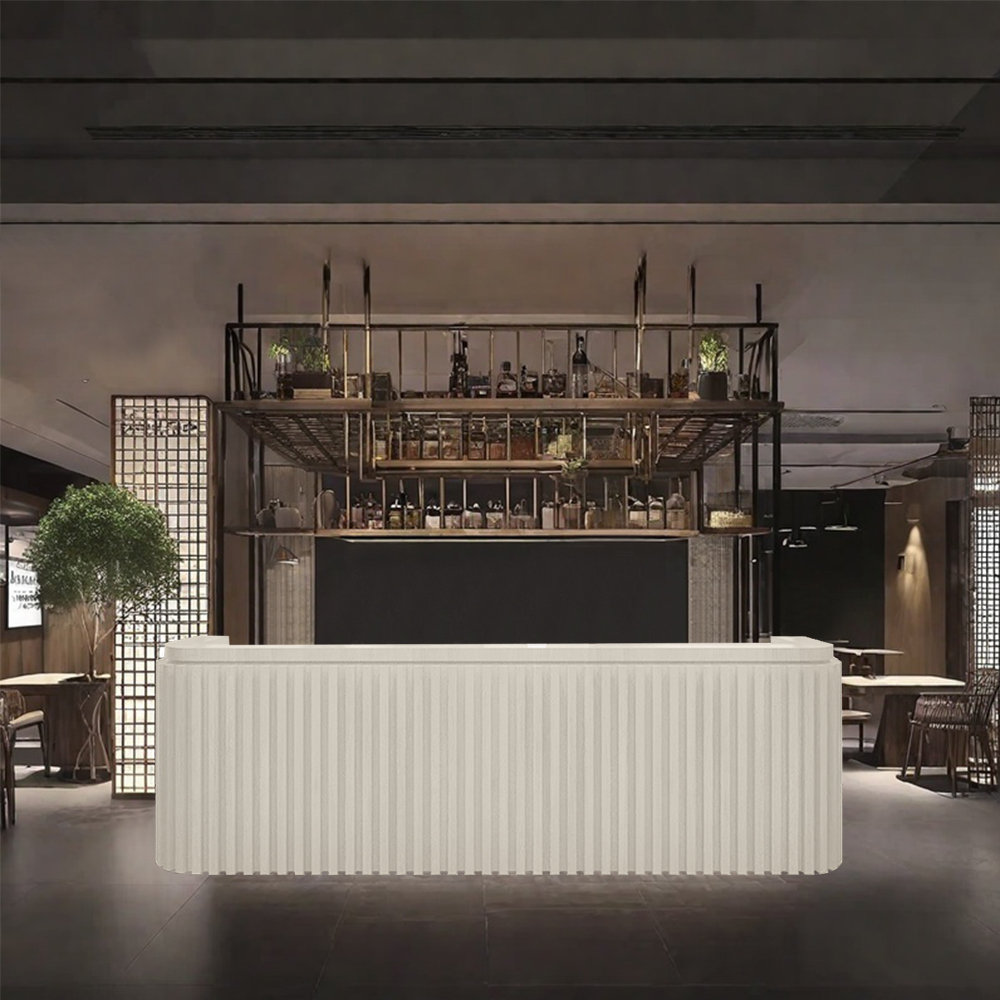 KPXU Bar Counter 86.61-Inch Rustic Front Desk and Bar Counter with ...