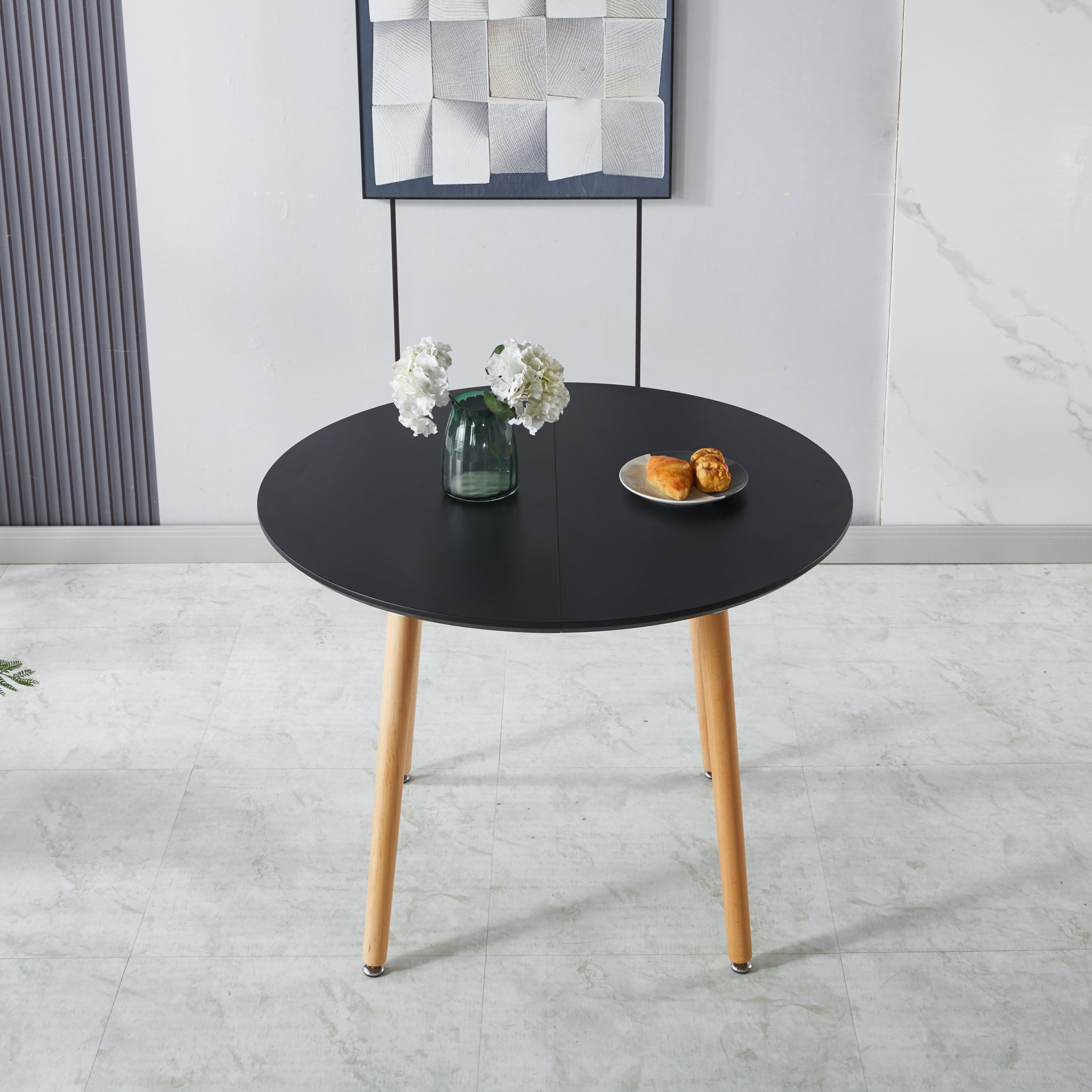 Latitude Run® Gray Table With Extensible Feature And Metal Legs For ...