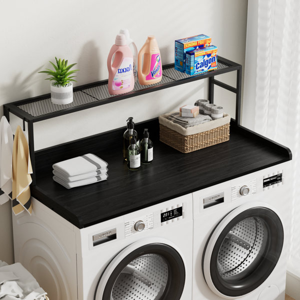 Wenrener Washer Dryer Countertop With Shelf, 2-Tier Laundry Room Wood ...