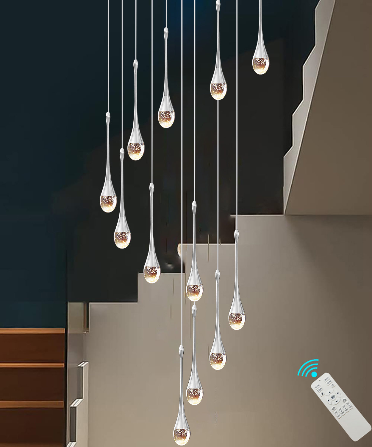 Everly Quinn 120" Long Crystal Raindrop Chandeliers 12-Light Silver ...