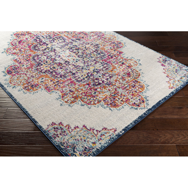 Langley Street Fleeman Performance Navy/Pink Rug & Reviews | Wayfair