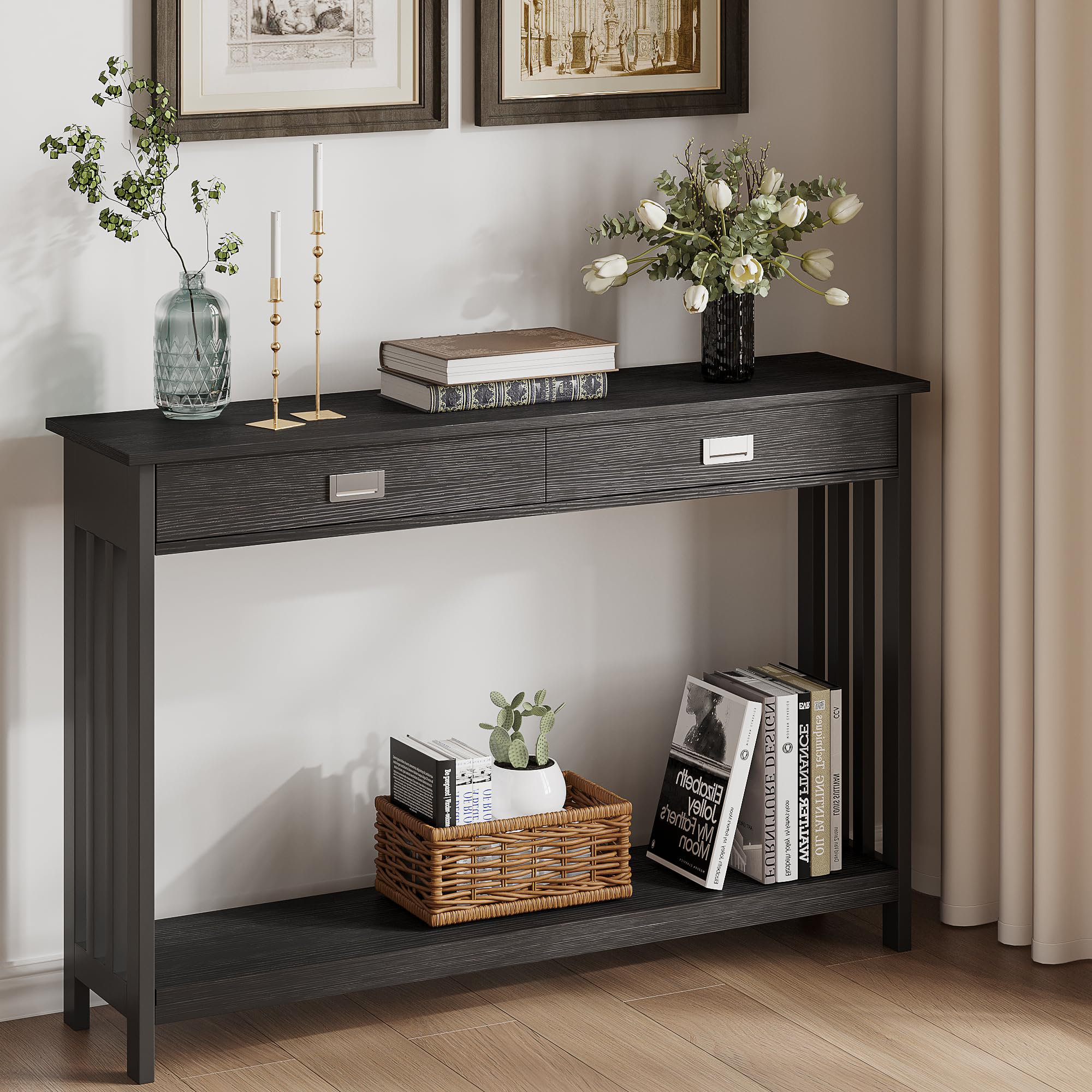 Latitude Run® Entryway Table With Drawer, Narrow Console Sofa Table ...