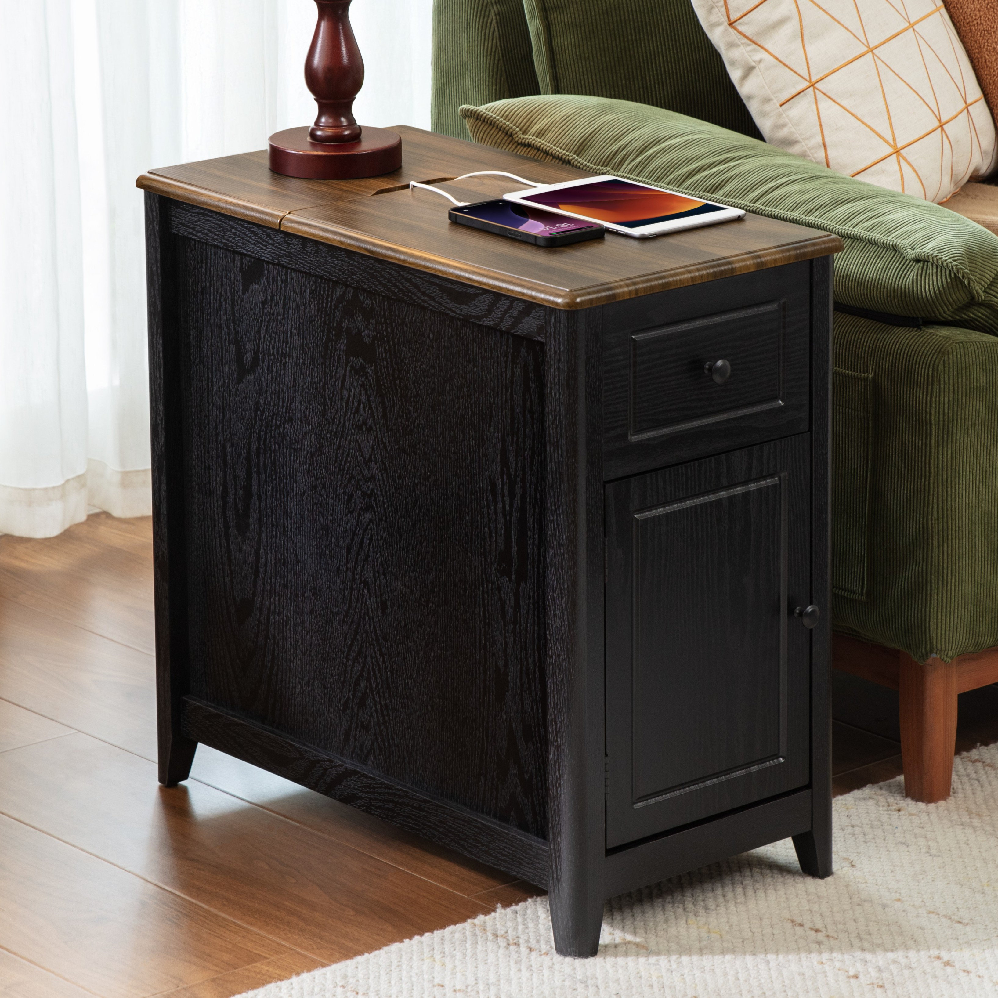 August Grove® End Table With Storage Charging Station Hidden Usb Ports ...