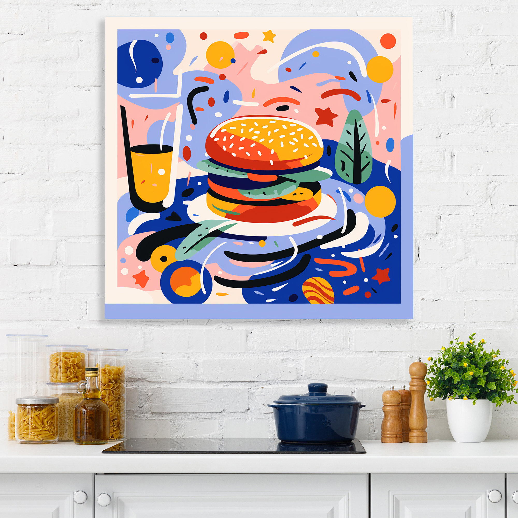 Ebern Designs Pop Art Hamburger Brilliance V - Food Wall Art - Wayfair ...
