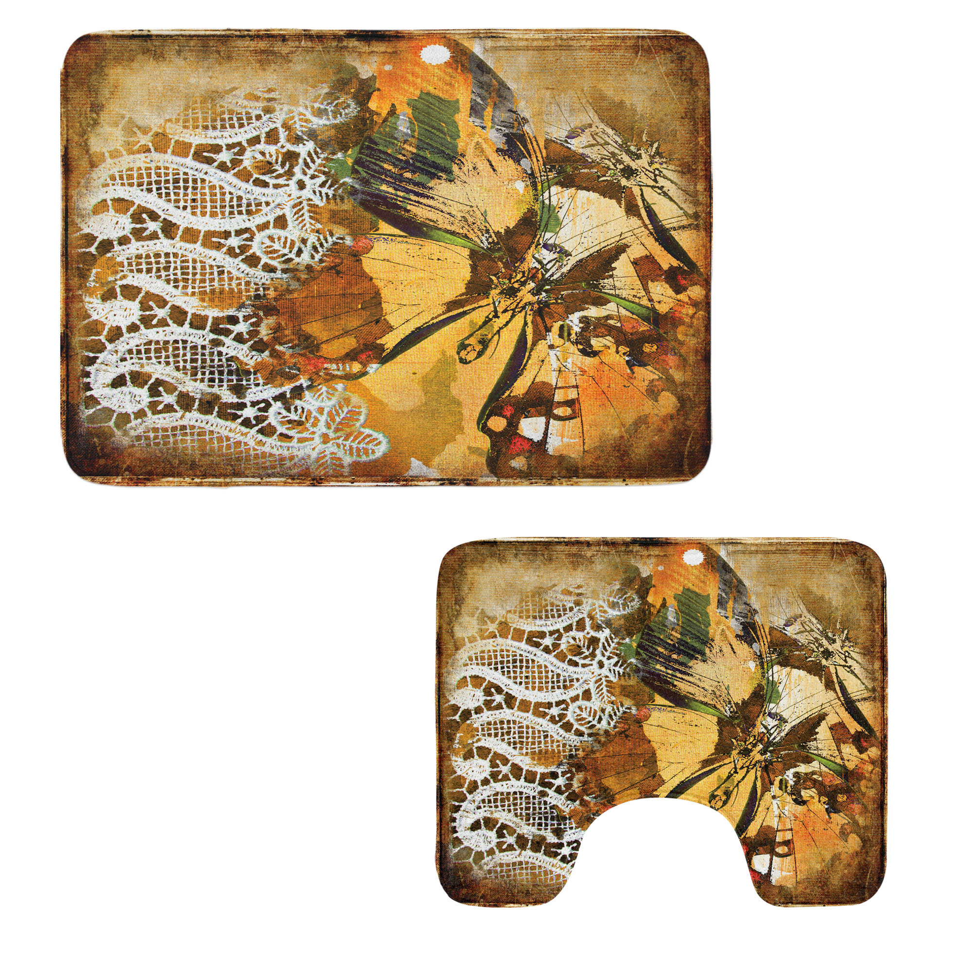 East Urban Home Vintage Bathroom Rug Set 2 Pieces Rectangle & Contour ...