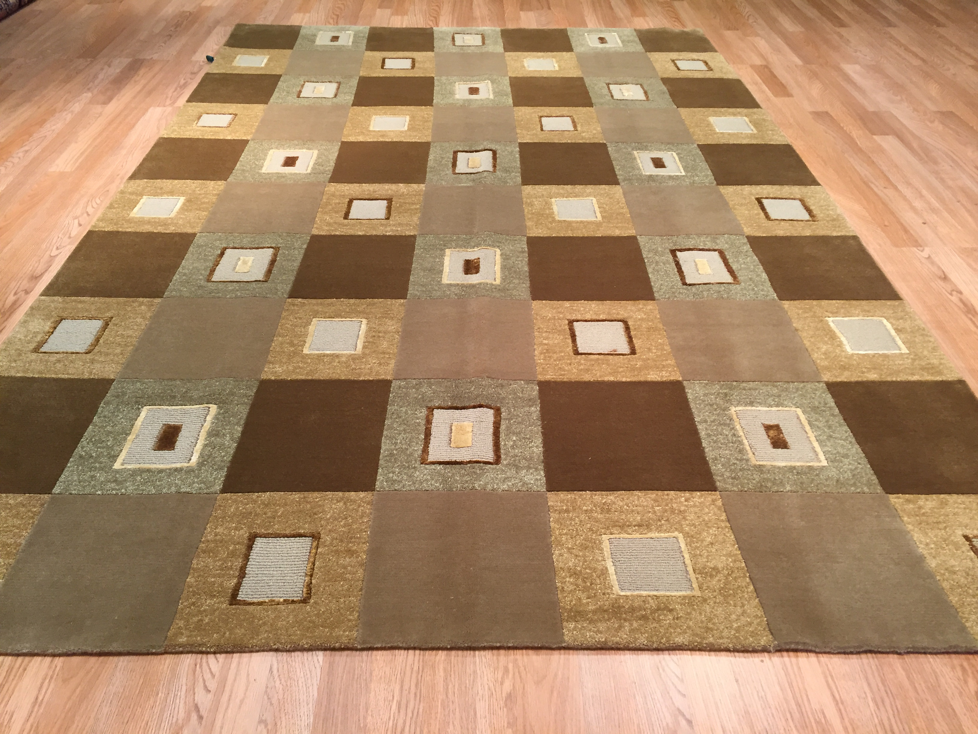 Rug Tycoon Nepal Geometric Handmade Green/Brown Area Rug | Wayfair