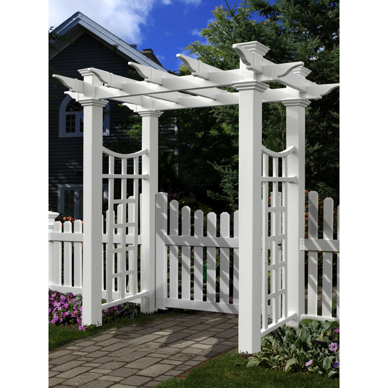 Vita 28'' W x 58'' D Polyvinyl Chloride (PVC) Arbor with Gate | Wayfair