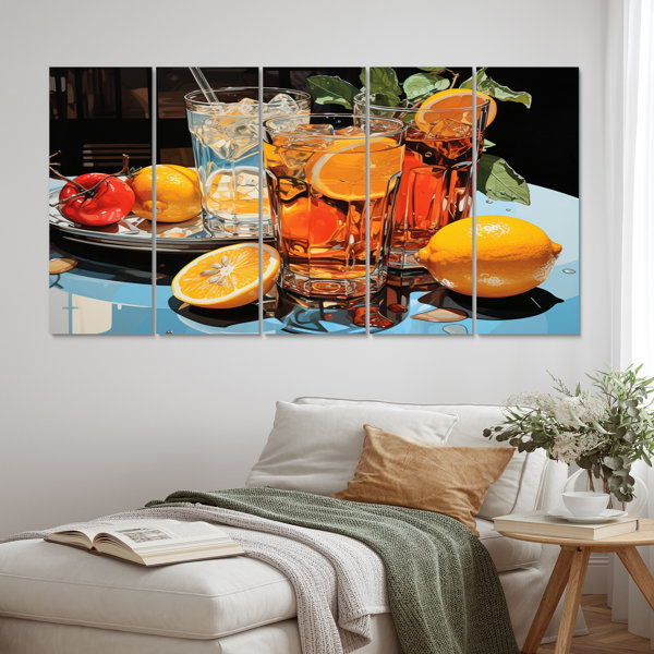 DesignArt Cocktails Symphony III On Canvas 5 Pieces Print | Wayfair