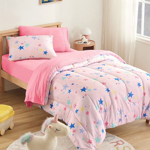 Sleep Zone Colorful Stars Jersey Knit Comforter Set | Wayfair