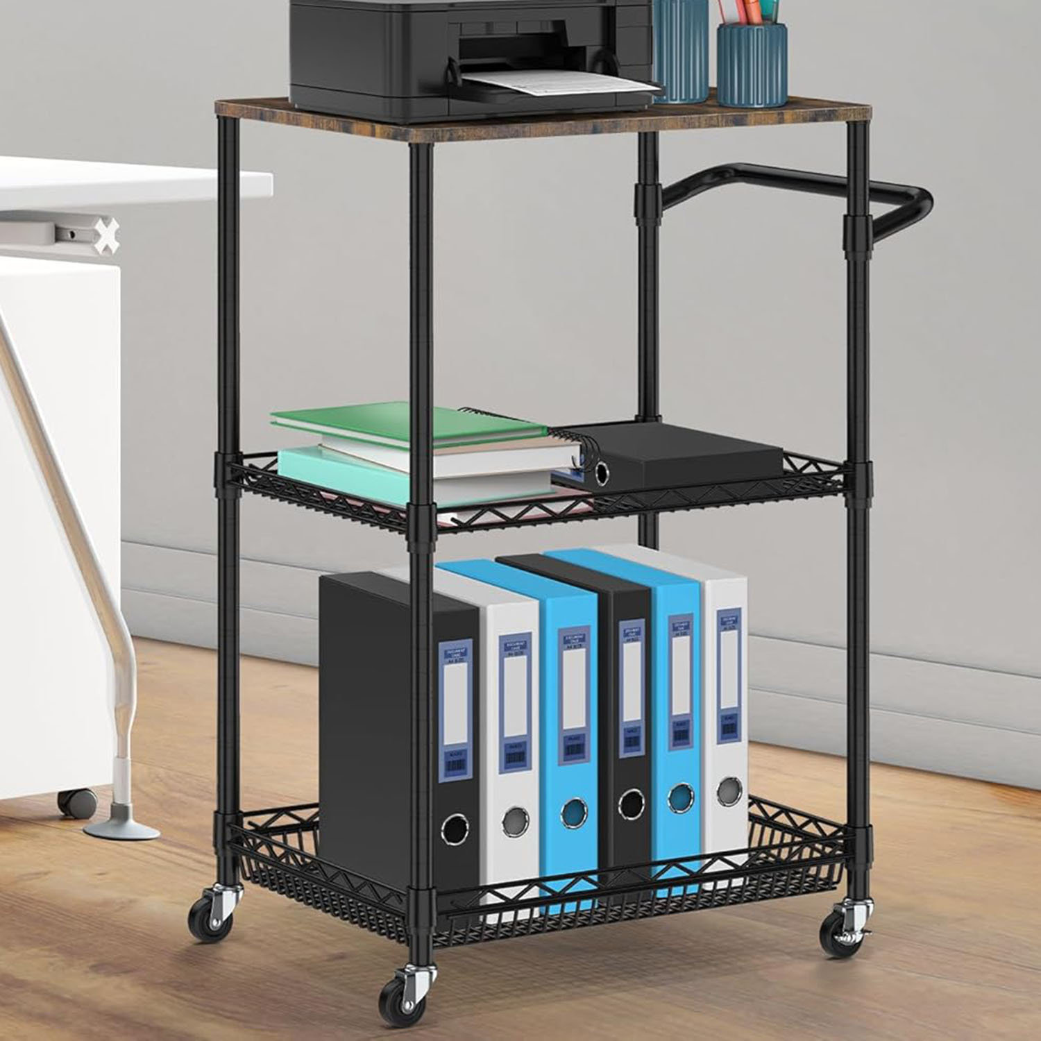 Ivy Bronx Wine Rack And Glass Holders, Rolling Wine Cart For Kitchen ...