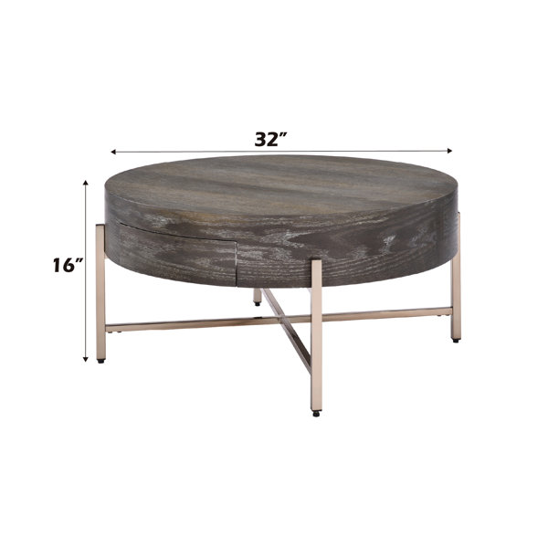 Latitude Run® Brown Champagne - Finished Drum Coffee Table With Storage ...