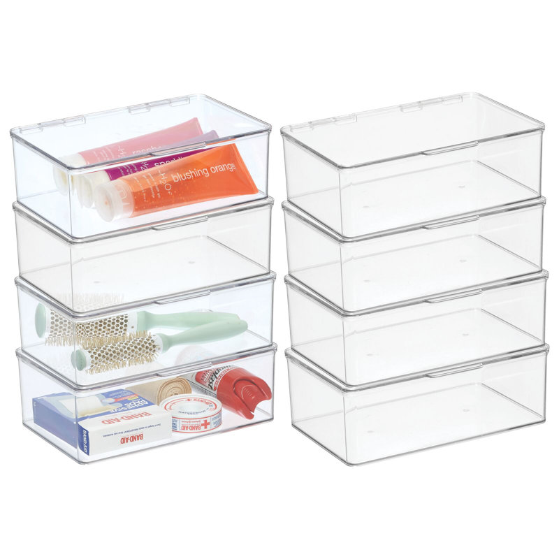 mDesign Bath Plastic Storage Bin Set | Wayfair