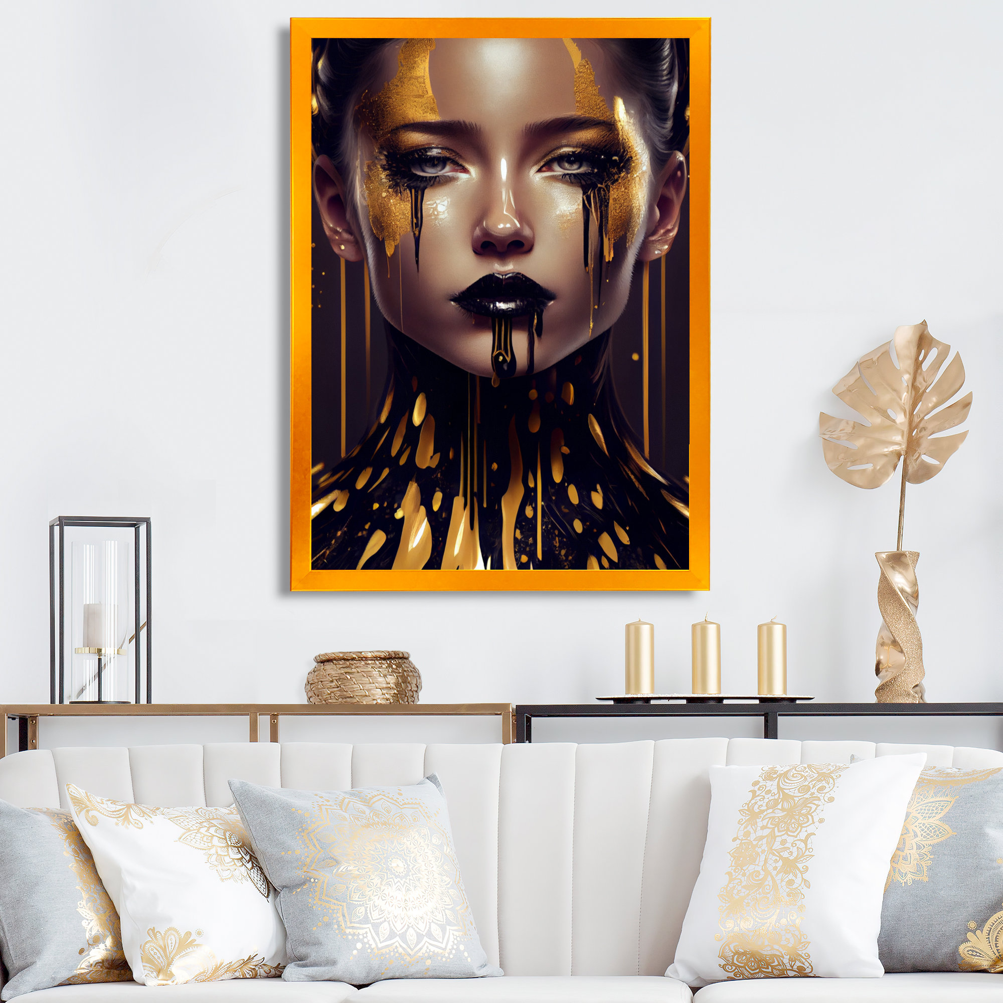 Design Art Sensual Liquid Gold Woman VI - Contemporary Glam Canvas Wall ...