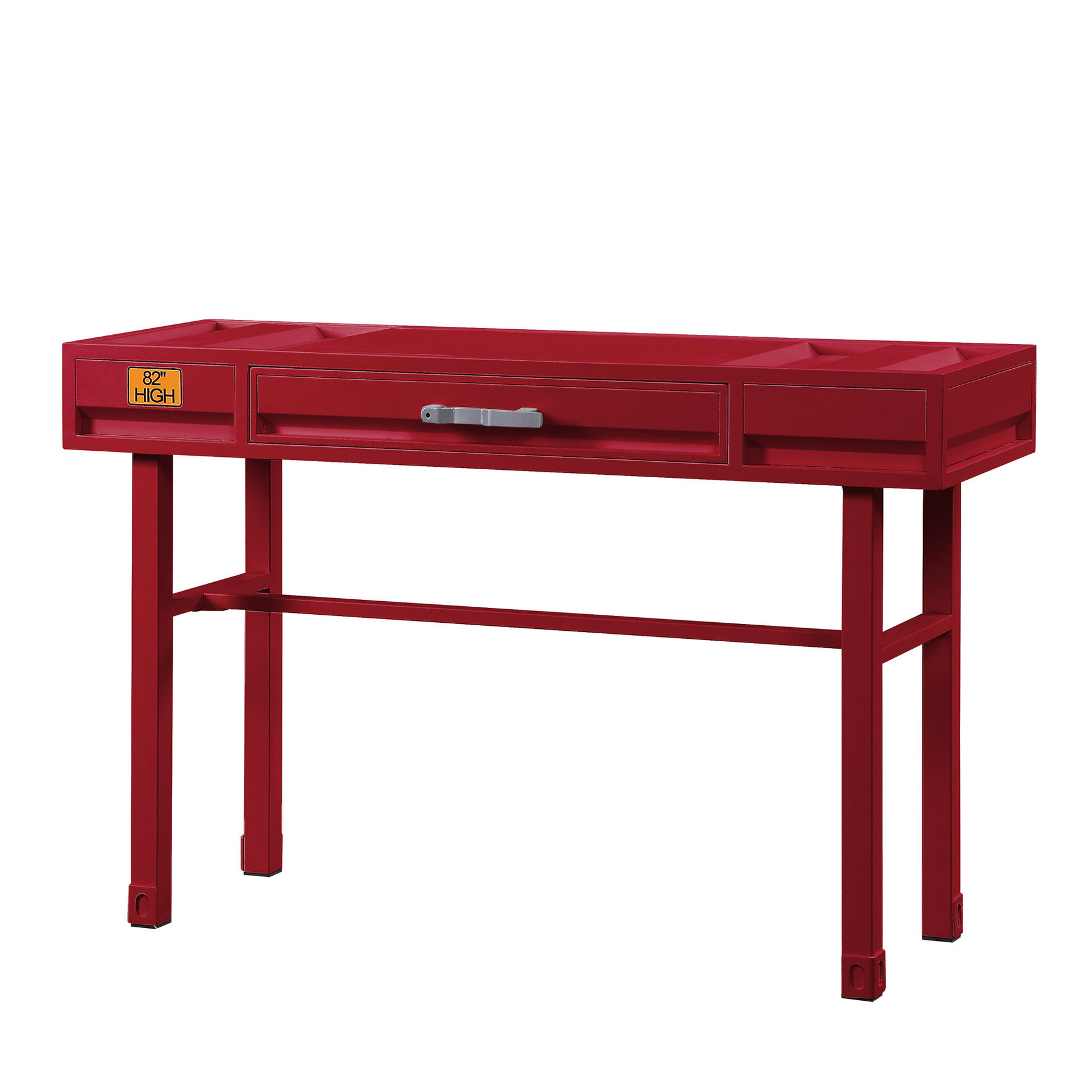 17 Stories Red Desk With Recessed Panels And Stylish Appearance Iron ...