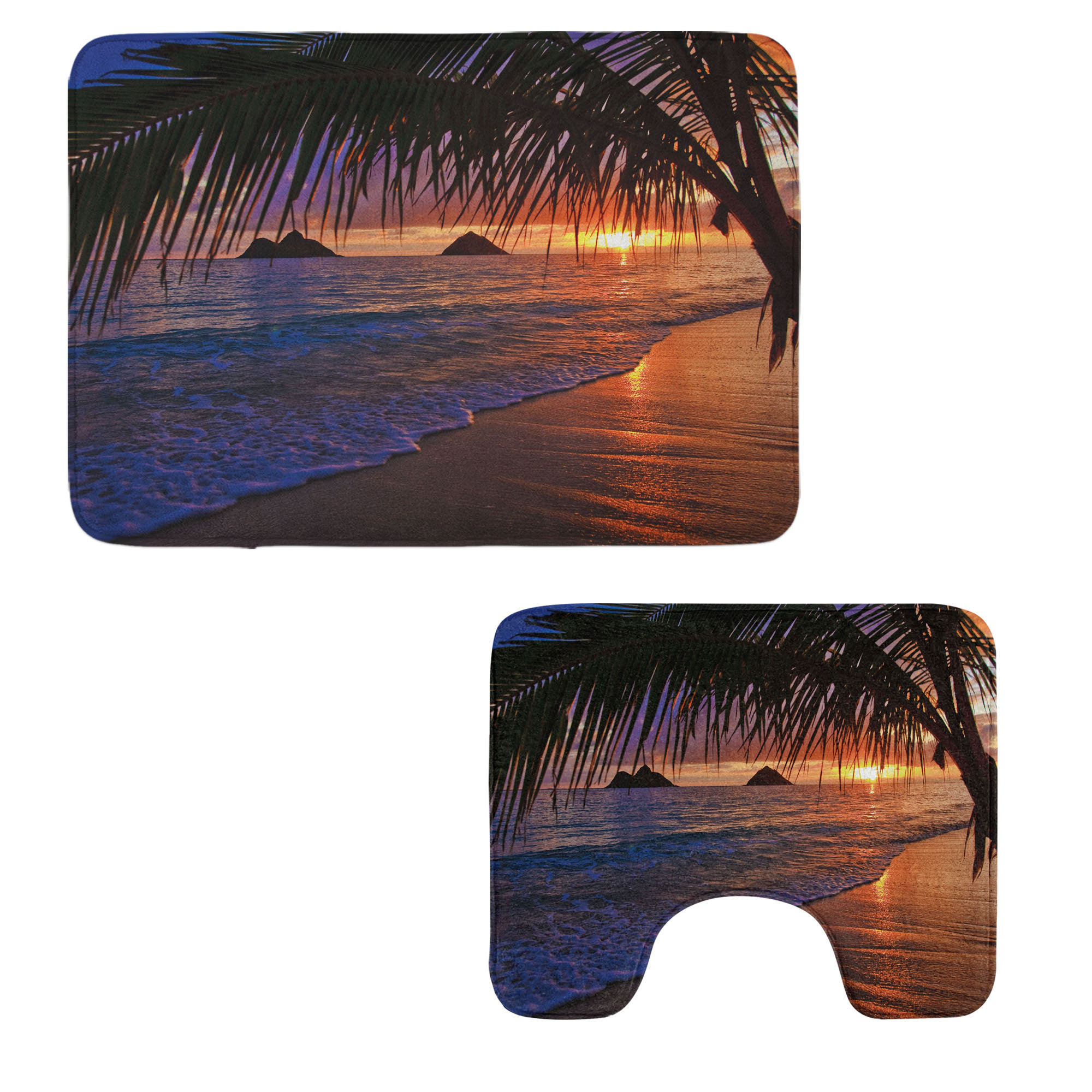 East Urban Home Hawaii Bathroom Rug Set 2 Pieces Rectangle & Contour ...