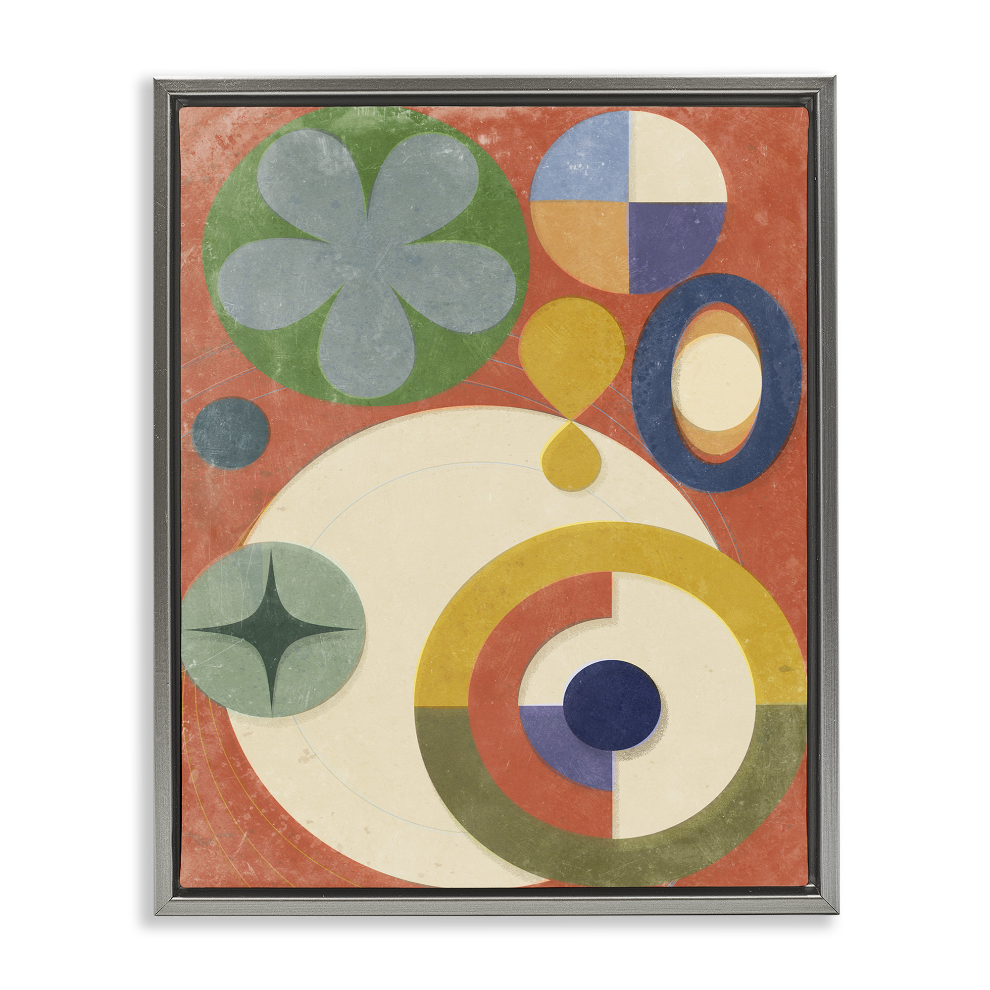George Oliver Retro Overlapping Shapes Framed Floater Canvas Wall Art ...