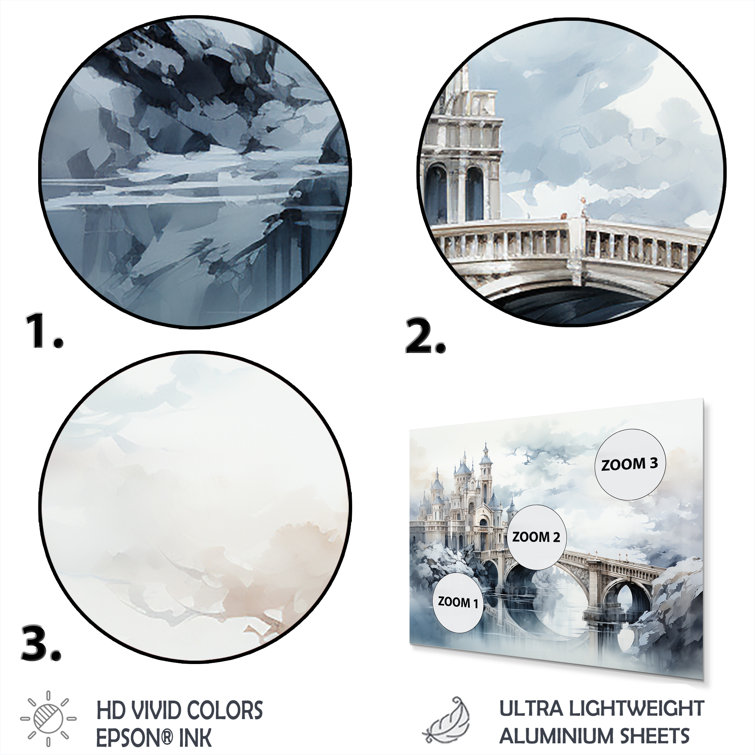 DesignArt White Bridge Ethereal Passage - Architecture Metal Wall Decor ...