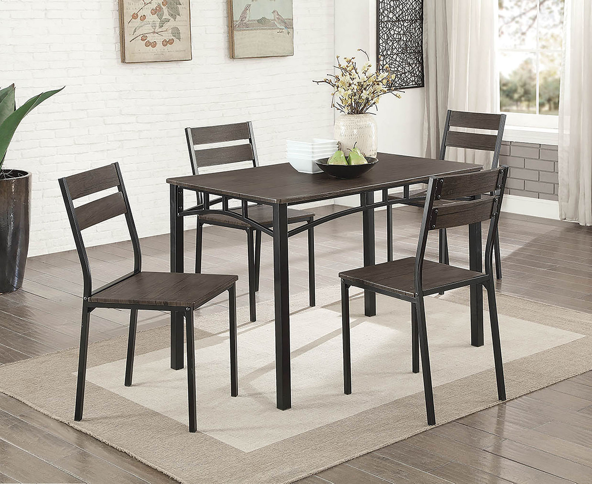 Ophelia & Co. 5Pc Dining Set Table 4X Side Chairs Black Metal Frame ...