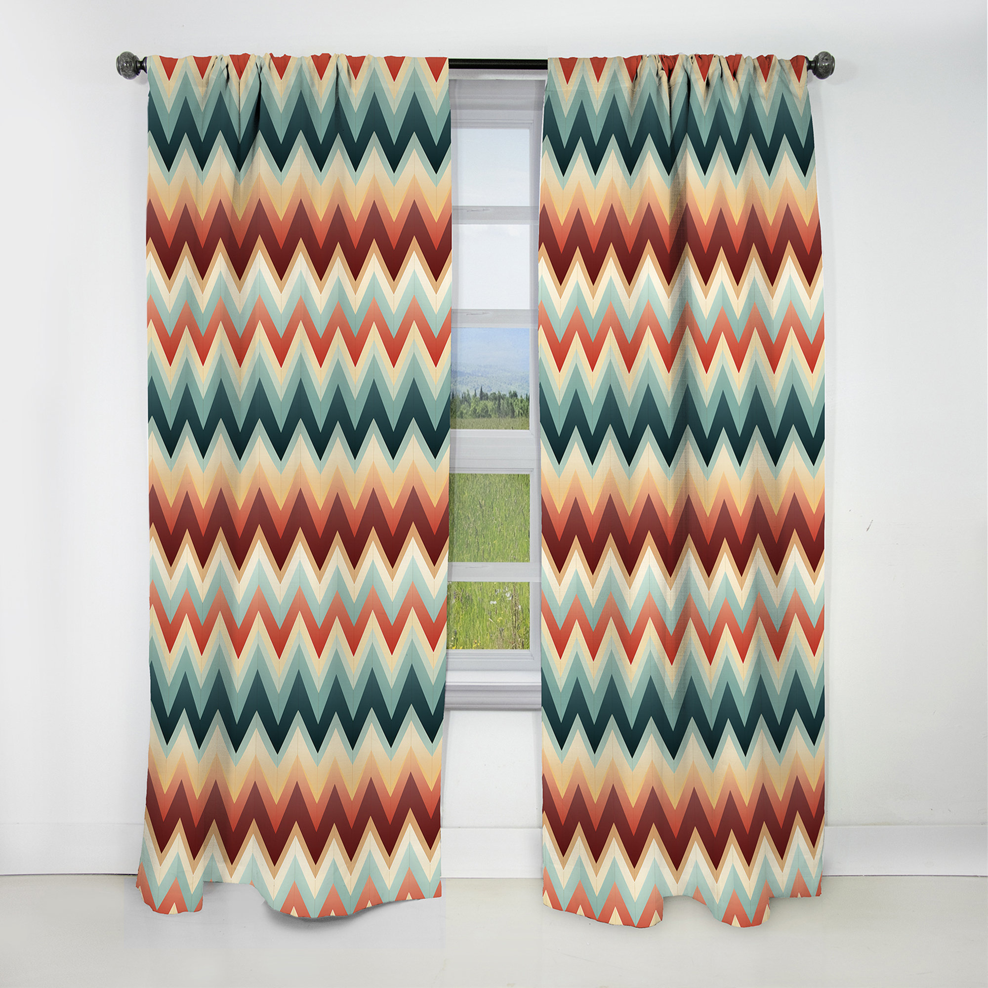 Design Art Soft Color Vintage Multicolor Chevron - Chevron Curtain ...
