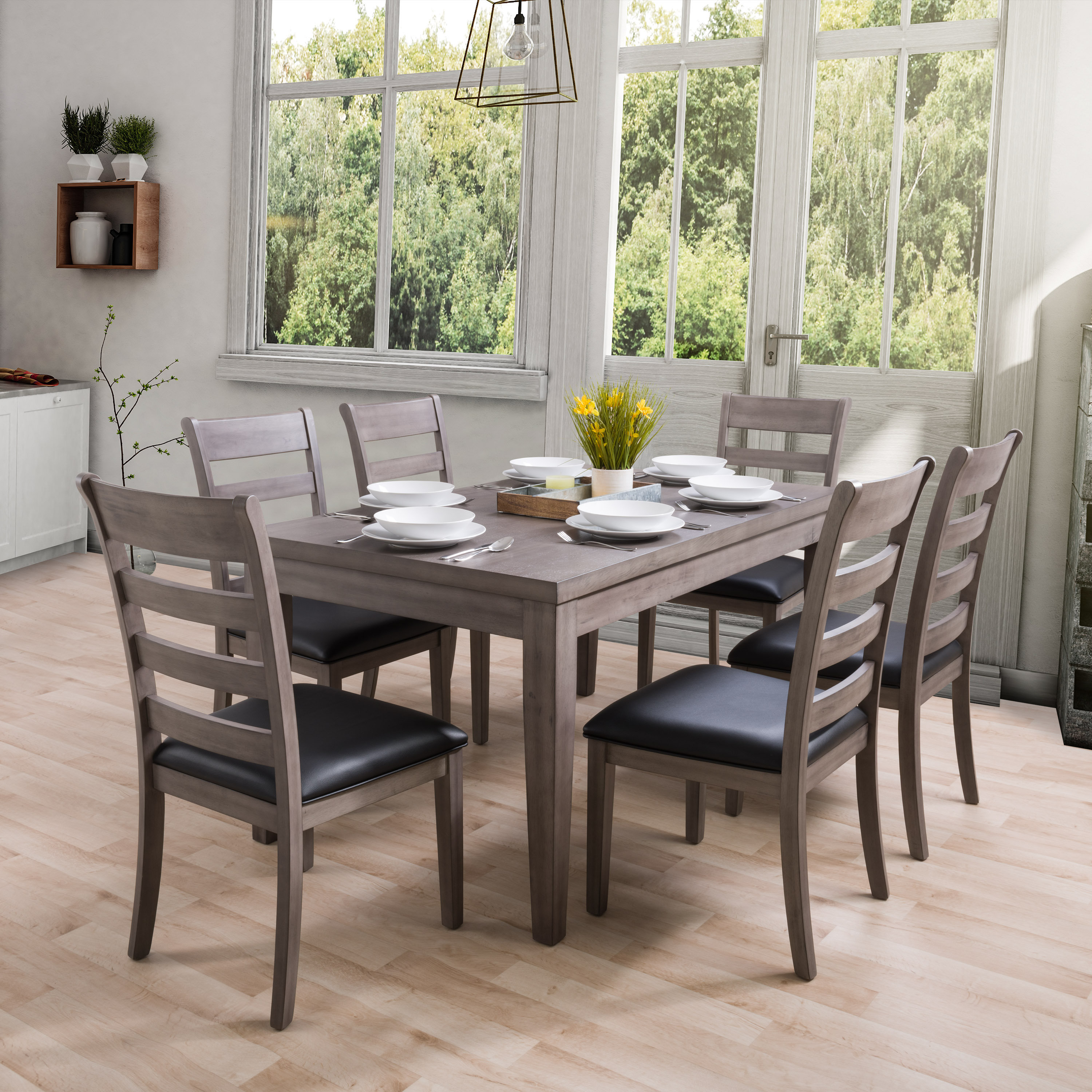 Gracie Oaks Benigni Solid Wood Base Dining Set & Reviews | Wayfair