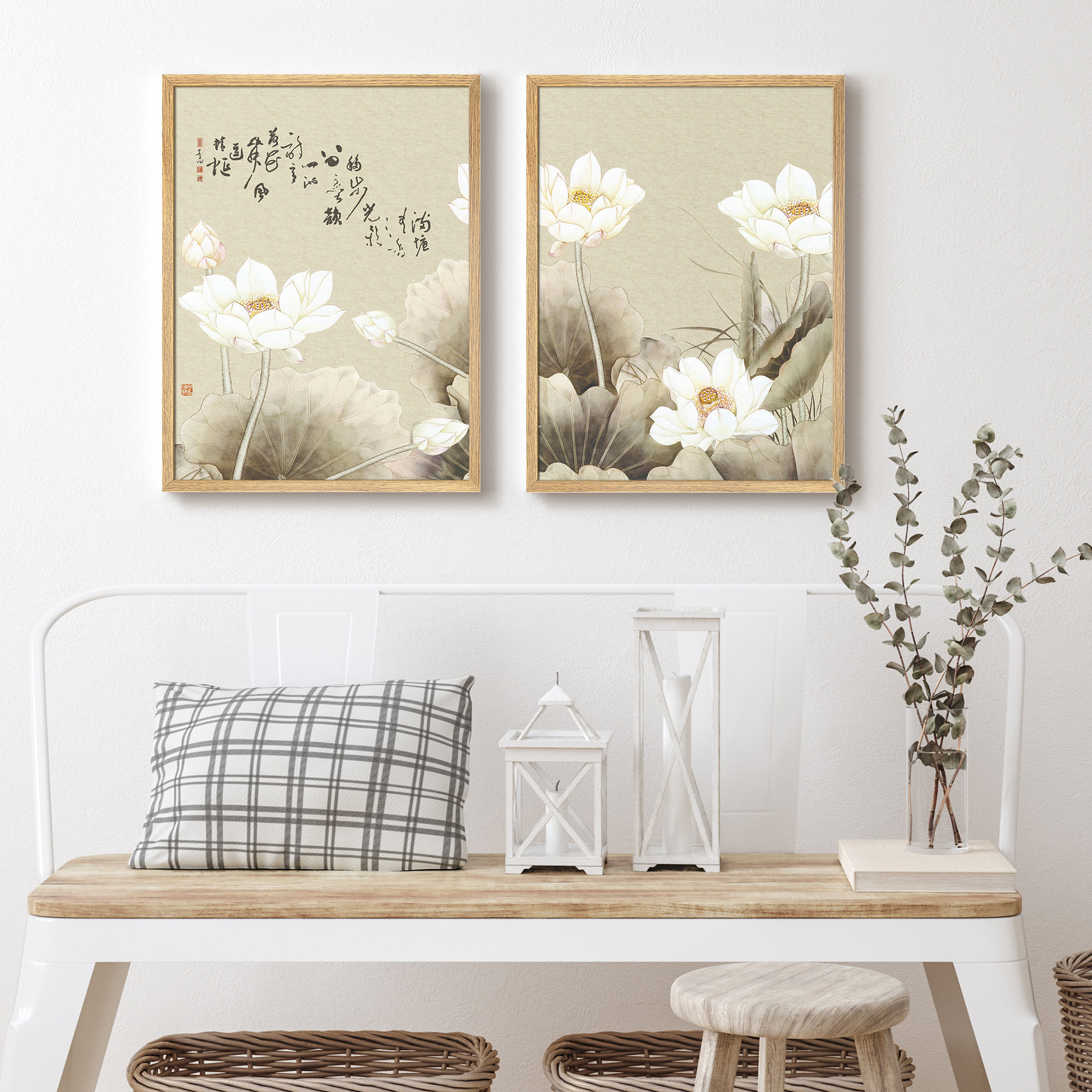 SIGNLEADER Chinese Poem For Lotus Flowers Modern Artwork Framed Prints ...