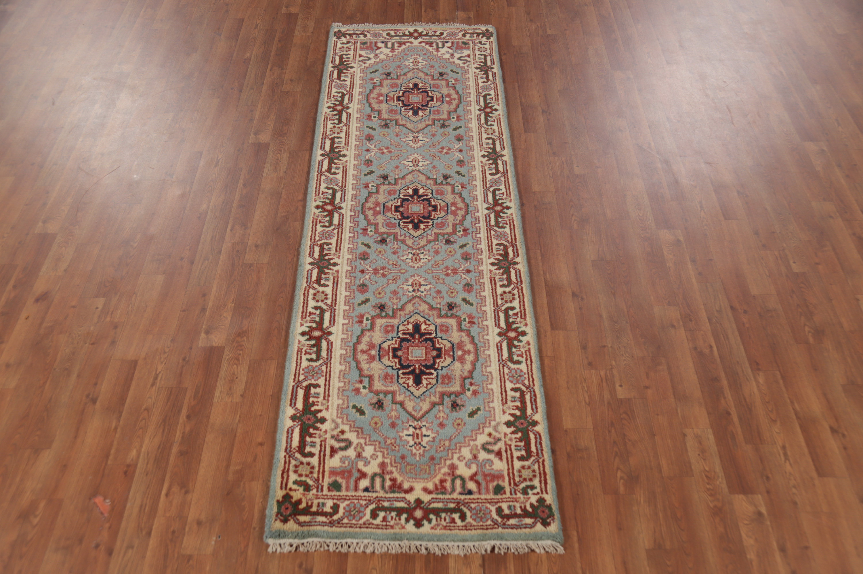 Wildon Home® Light Blue Traditional Indian Runner Rug 3x8 | Wayfair