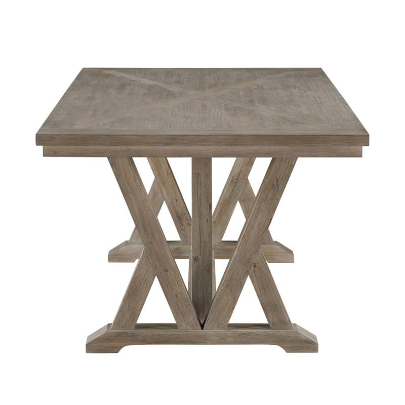 Gracie Oaks Rectangular Wooden Dining Table In Coastal Grey | Wayfair