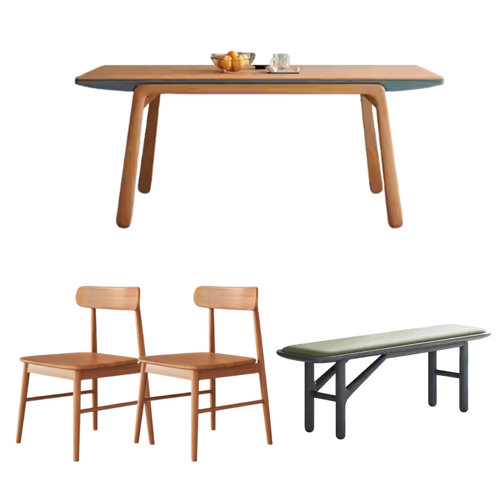 Sleek Surface Designs Modern Simple Cherry Wood Rectangular Large Table ...