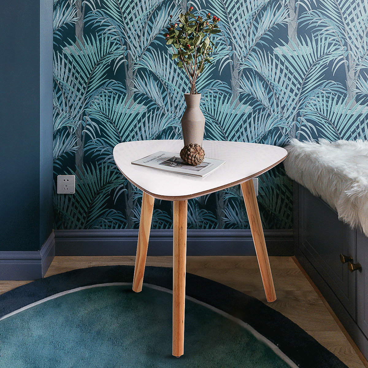 George Oliver Portable Triangular End Table With 3 Supporting Feet For ...