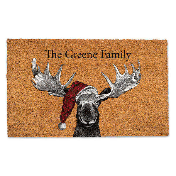 The Holiday Aisle® Gudger Christmas Moose 30" x 18" Outdoor Door Mat ...