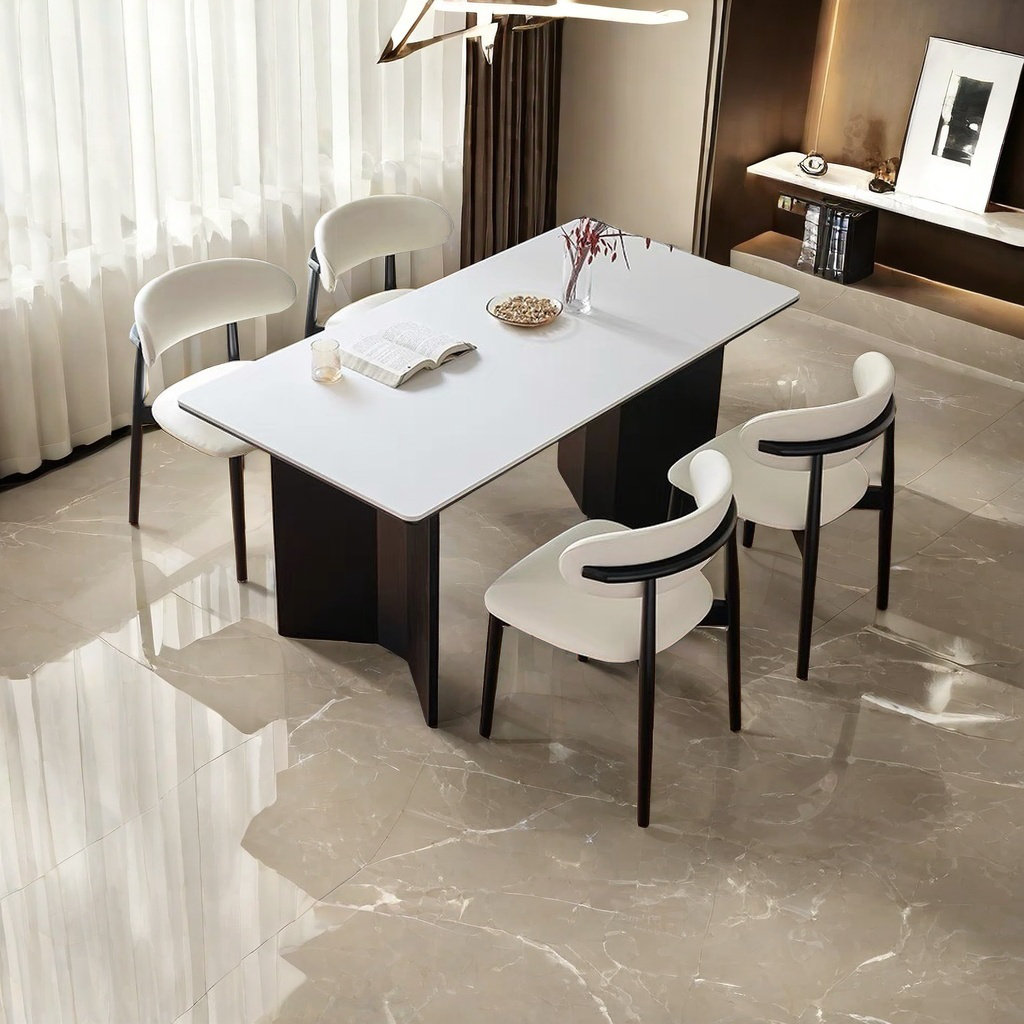 LJIA home Minimalist Dining Table set with White Rock Plate - Wayfair ...