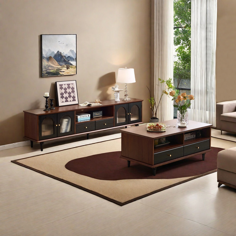 Finaewg French style TV stand paired with coffee table | Wayfair