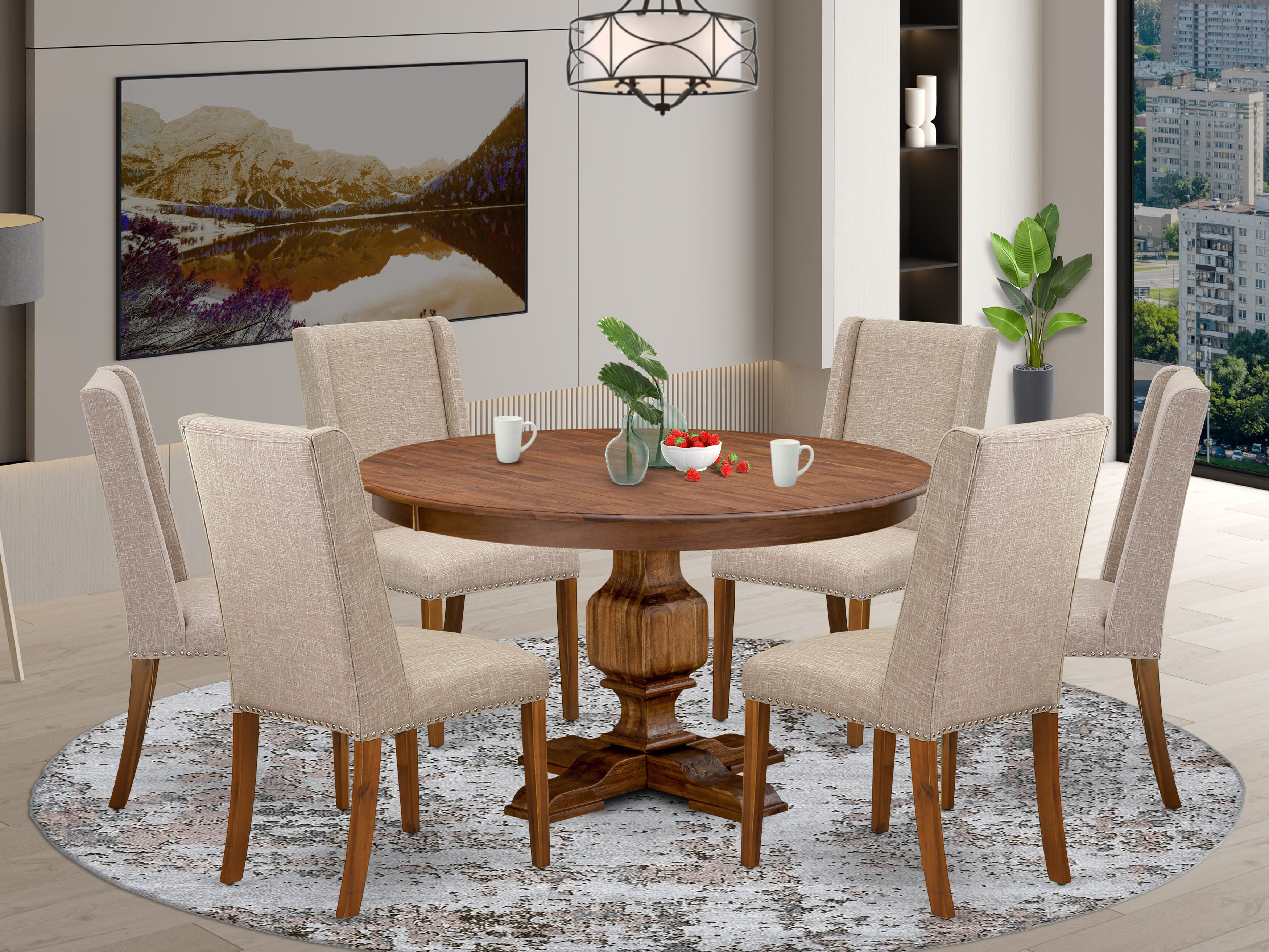 Red Barrel Studio® 7-pc Dining Set consists of a modern kitchen table ...