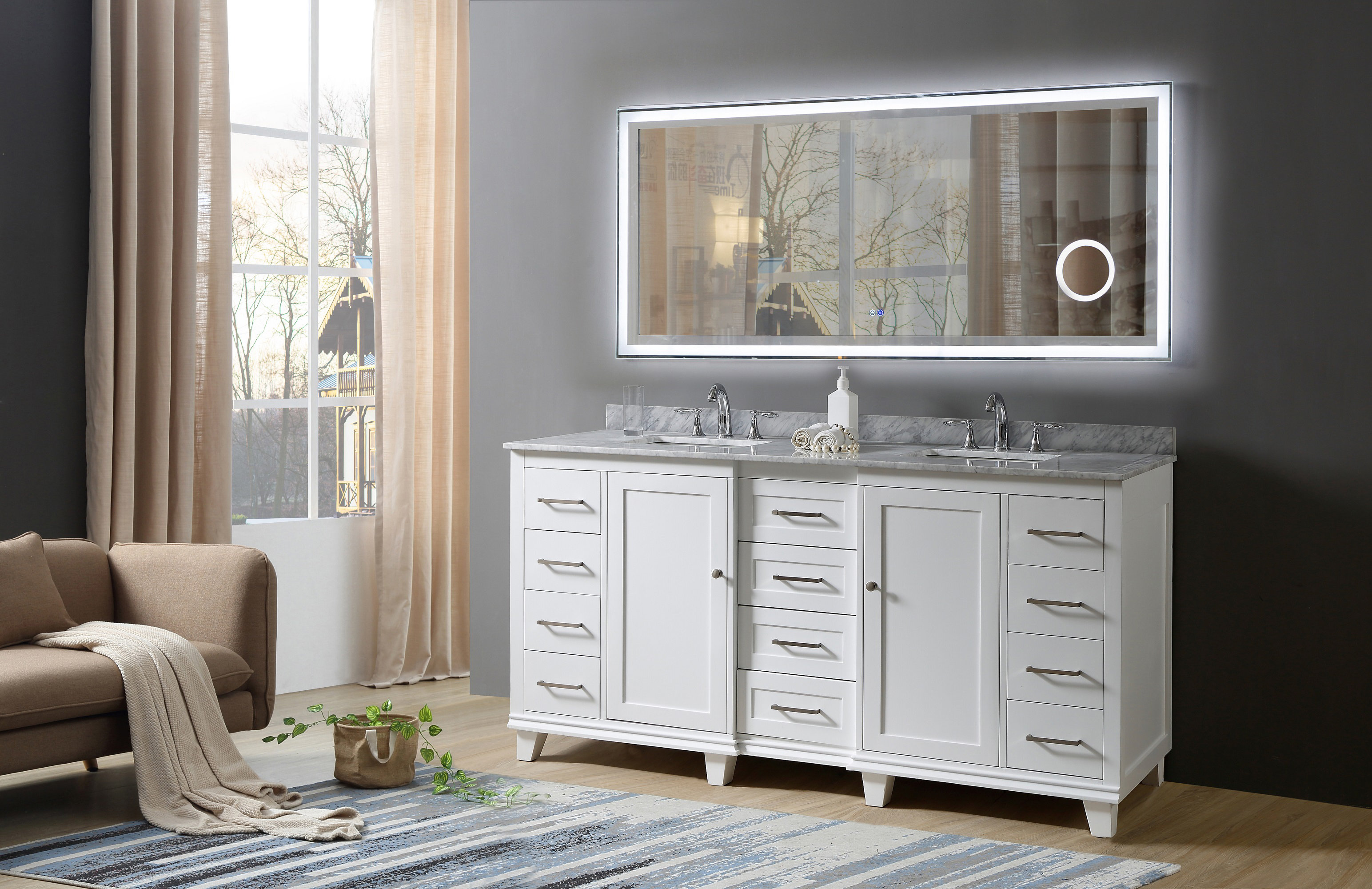 Wildon Home® Sanborn 72" Double Bathroom Vanity Set with Mirror | Wayfair