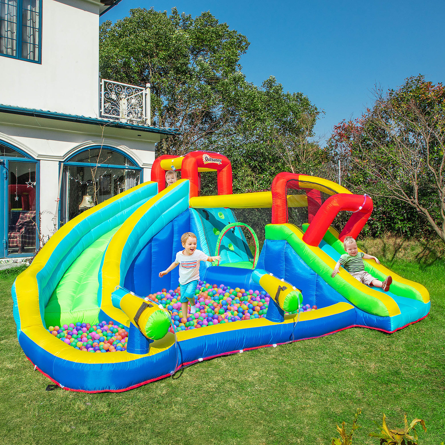 TONY'S APPLIANCES 5-in-1 Inflatable Water Slide Kids Bounce House Water ...