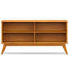 Simpli Home Draper 64"W Solid Hardwood 4 Shelf Mid-Century Modern Low ...
