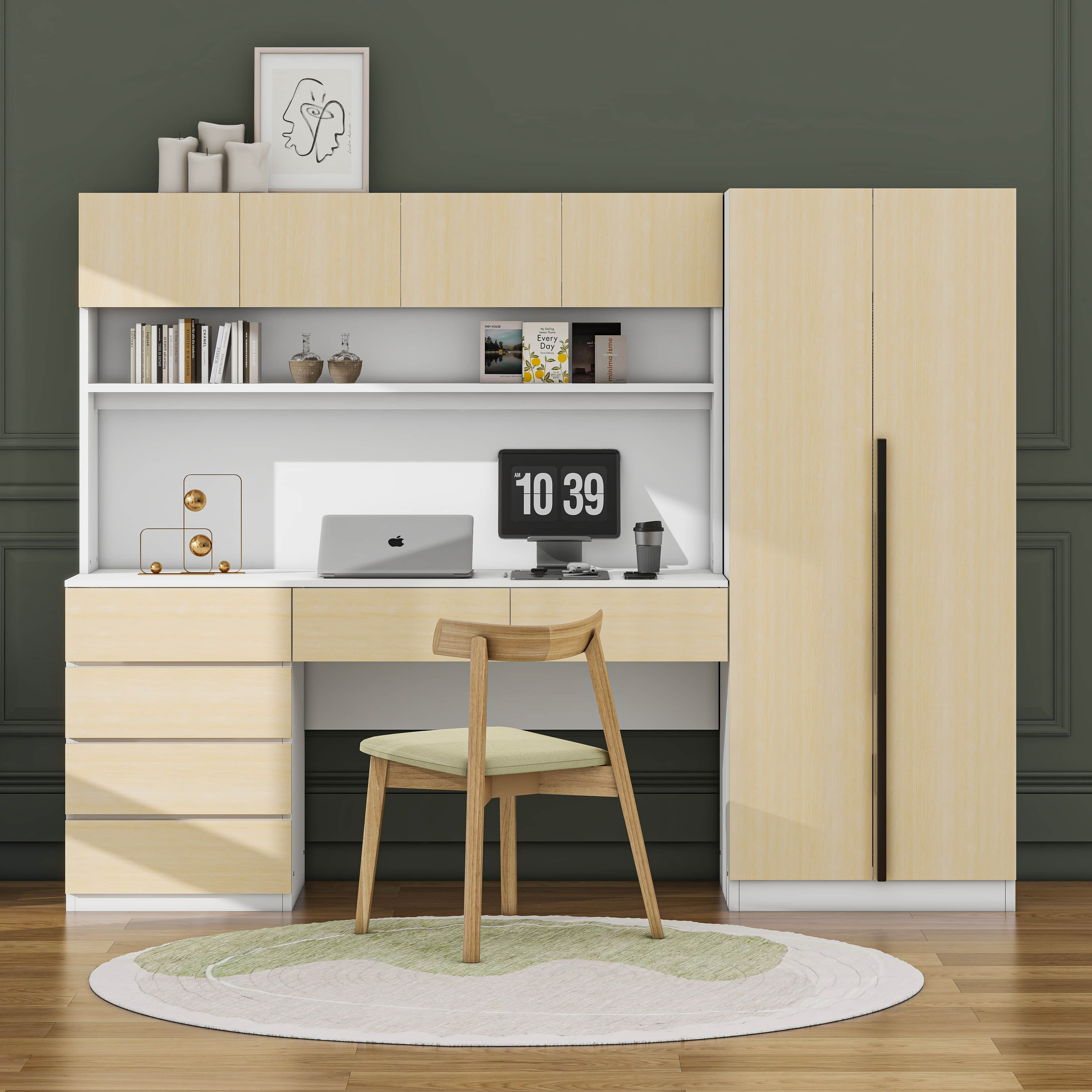 Cosmic 2 Door Wooden Desk Wardrobe With Shelves And Drawers | Wayfair