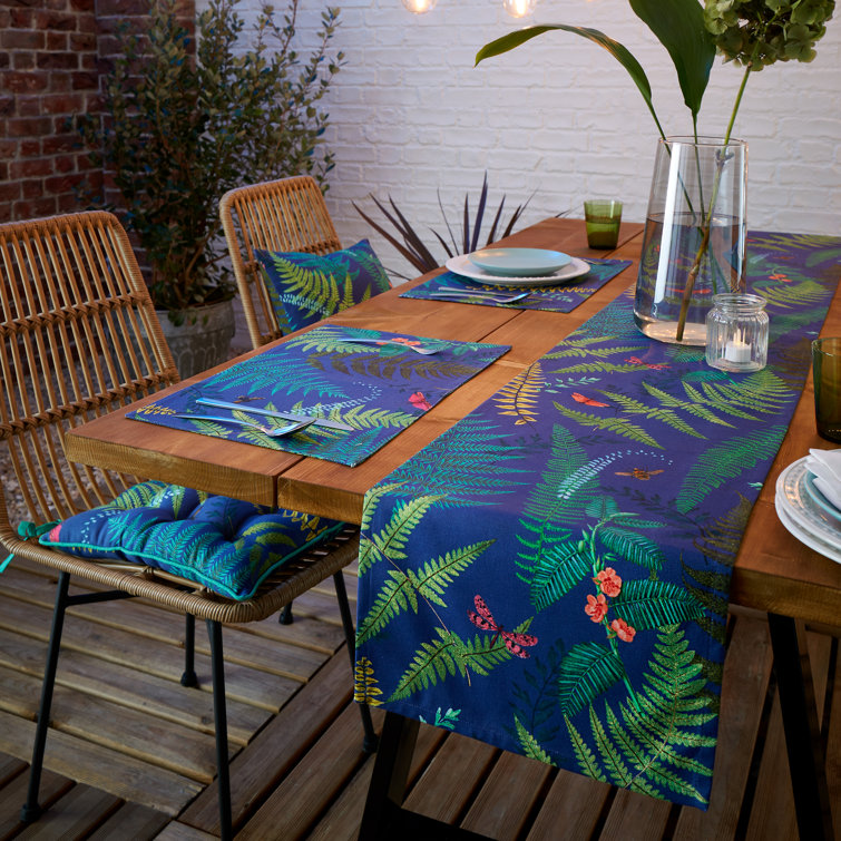 RHS Woodland Fern Shower Proof Outdoor Cotton Dining Table Runner ...