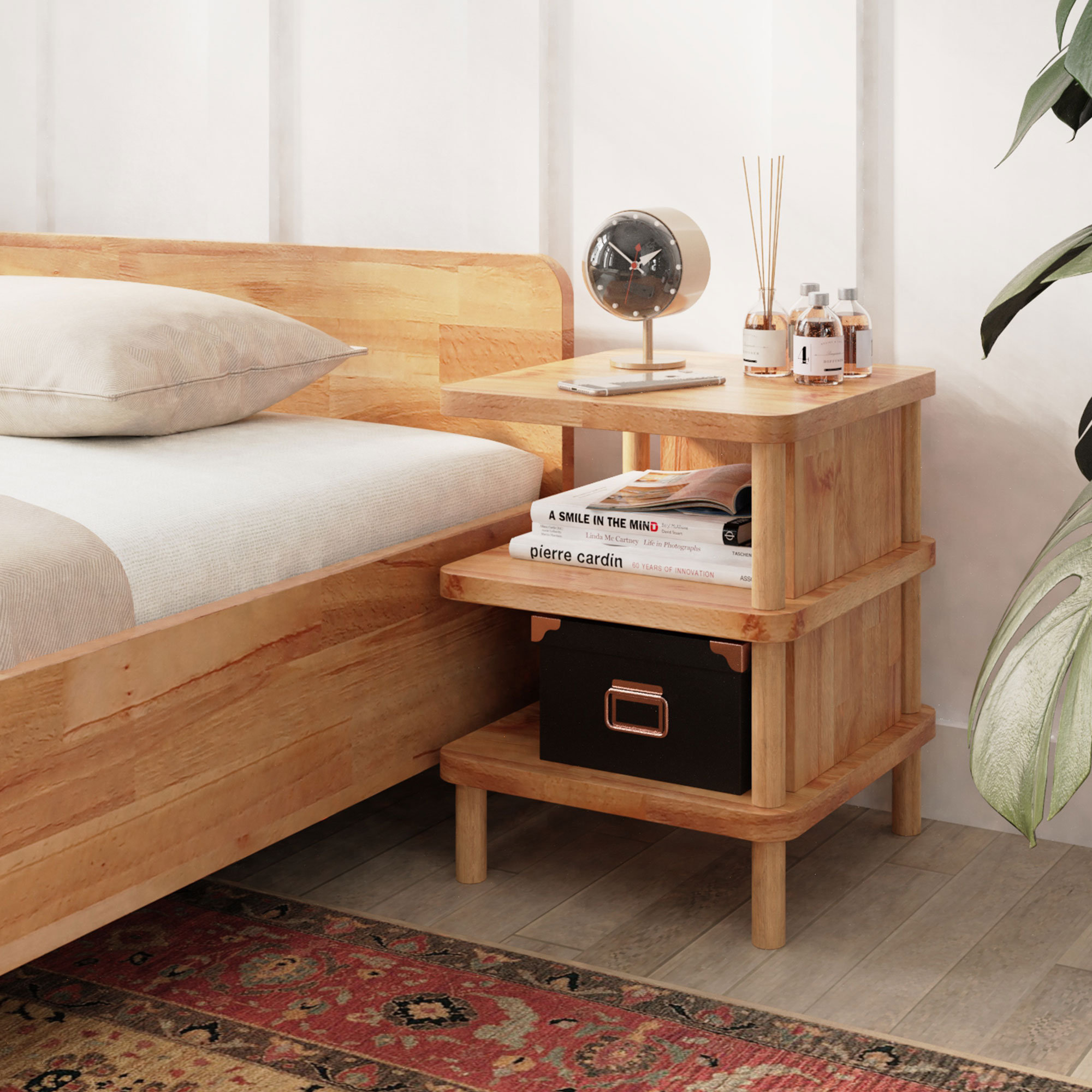 Demontha Solid Beech Wood Nightstand - Wayfair Canada