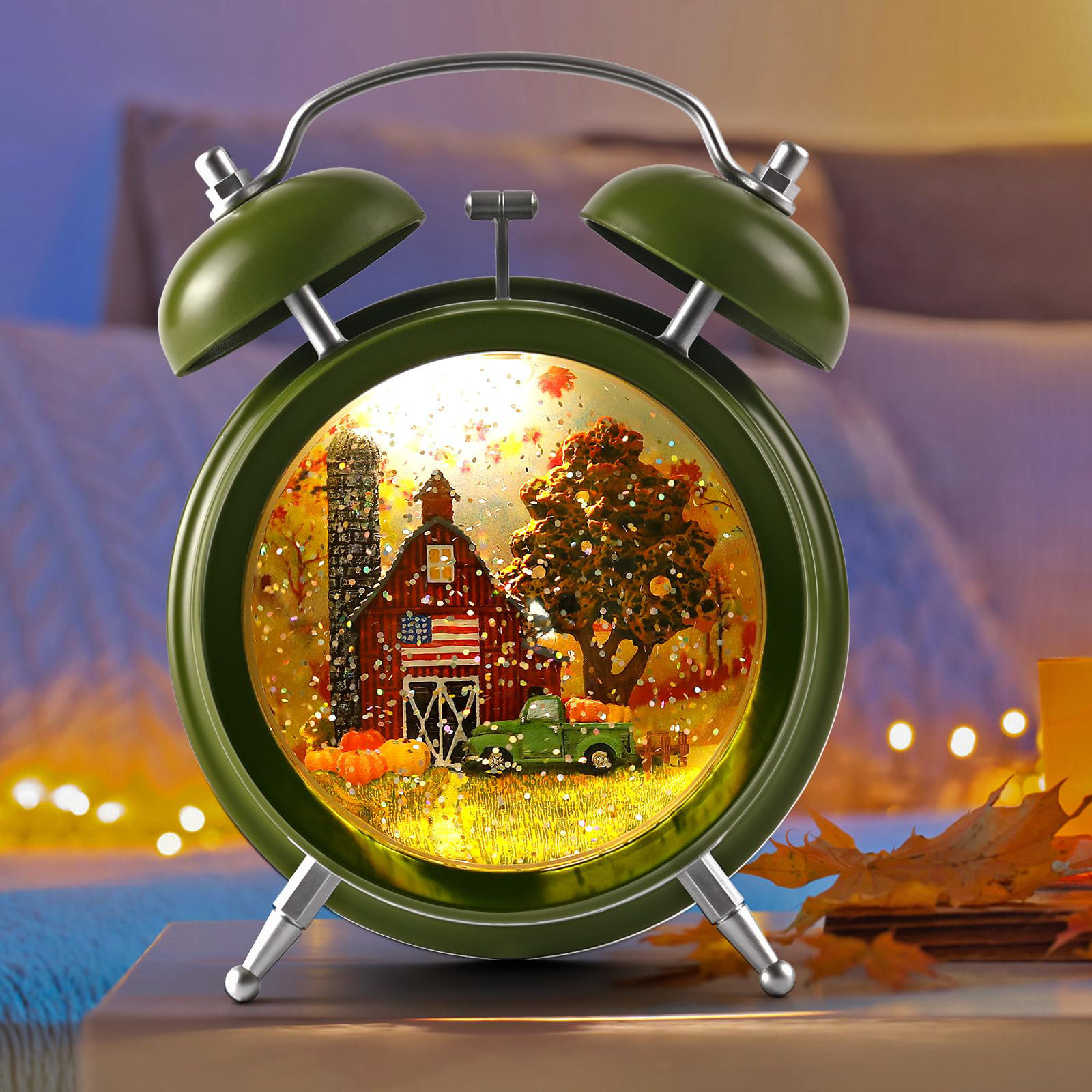 The Holiday Aisle® Alarm Clock Fall Snow Globe | Wayfair