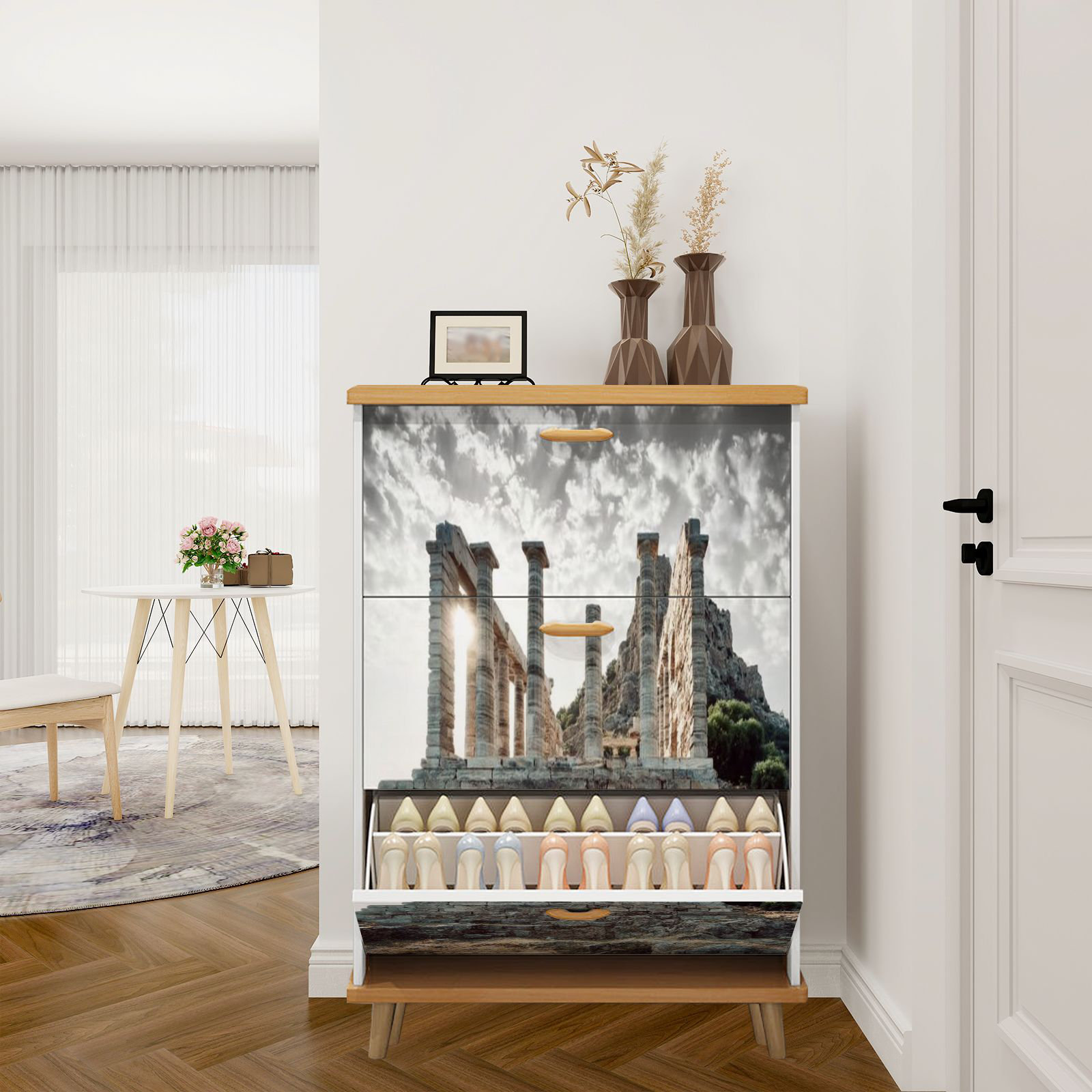 East Urban Home Shoe Storage Cabinet with 3 Flip Drawers for poseidon ...