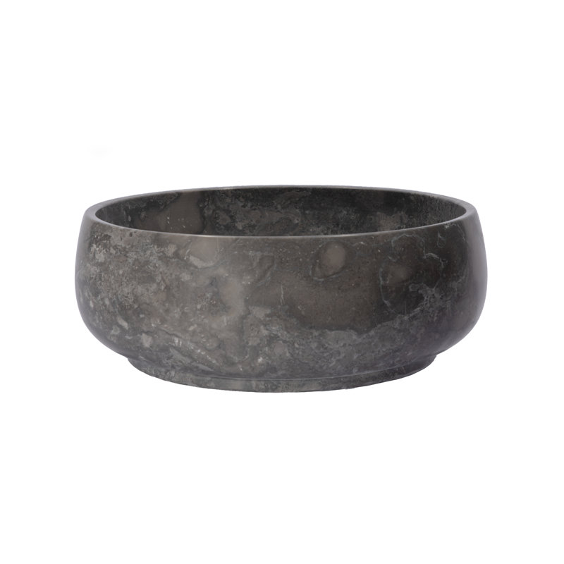 EdenBath Gray/Brown Stone Circular Vessel Bathroom Sink | Wayfair