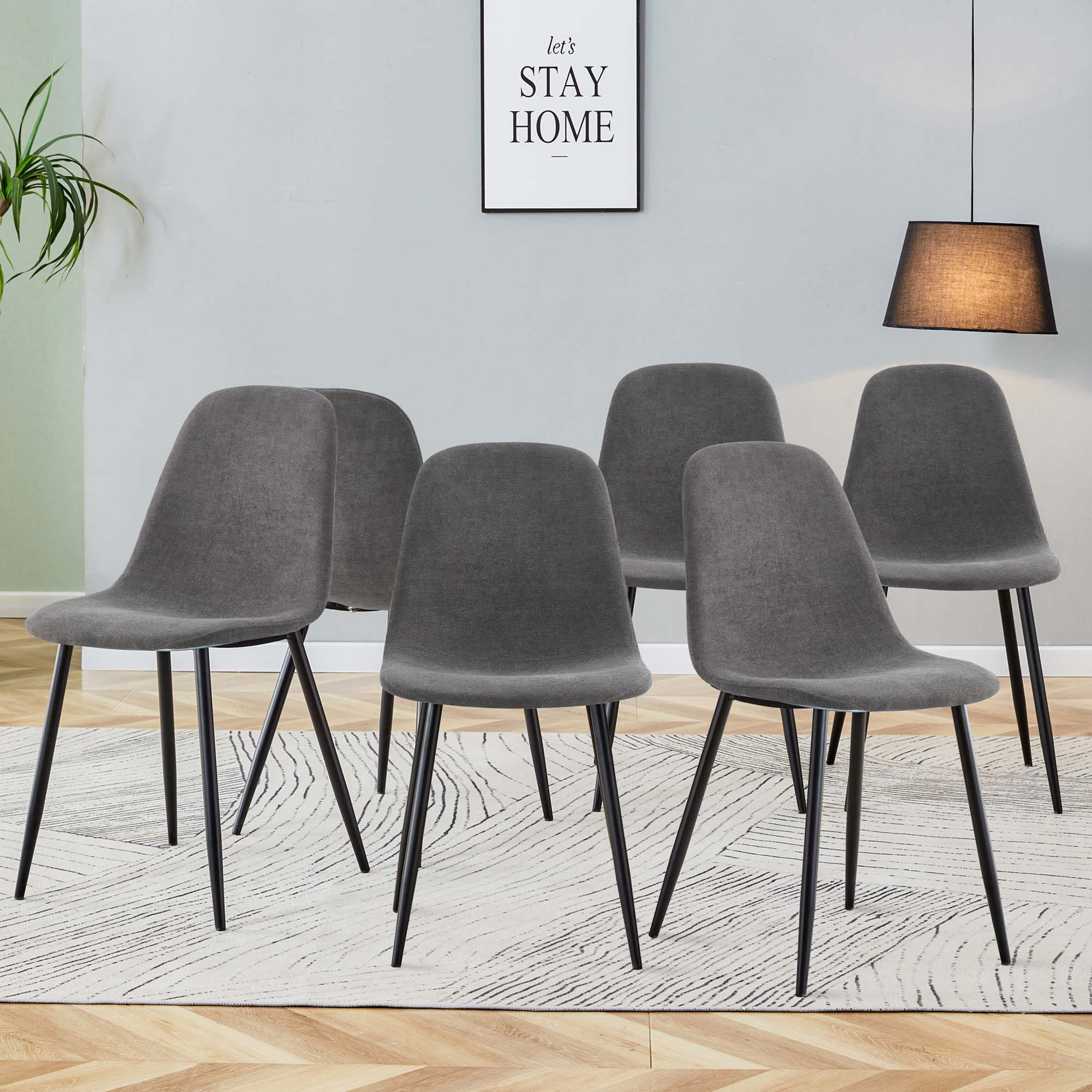 Corrigan Studio® Comfortable Linen-Cotton Dining Chair Set - Six Pieces ...