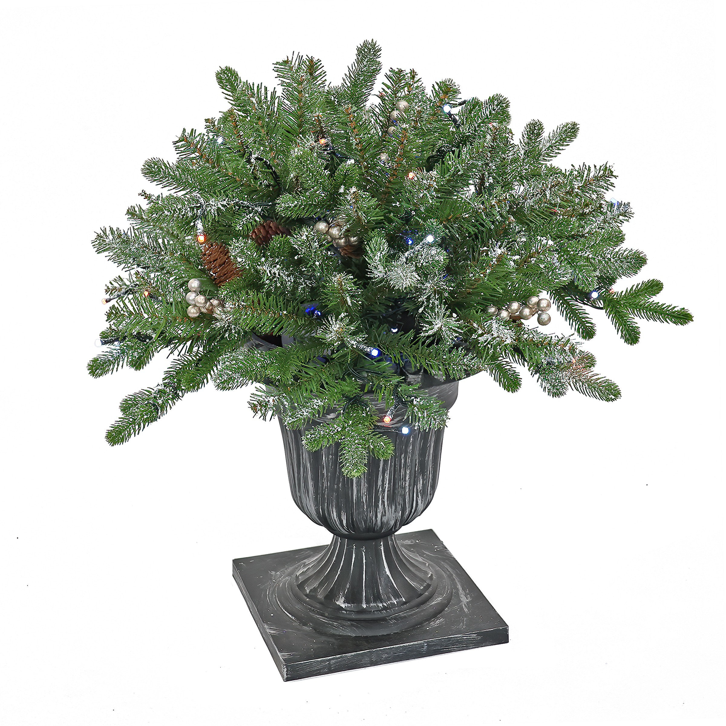 National Tree Company Snowy Morgan Spruce Porch Bush with Twinkly LED ...