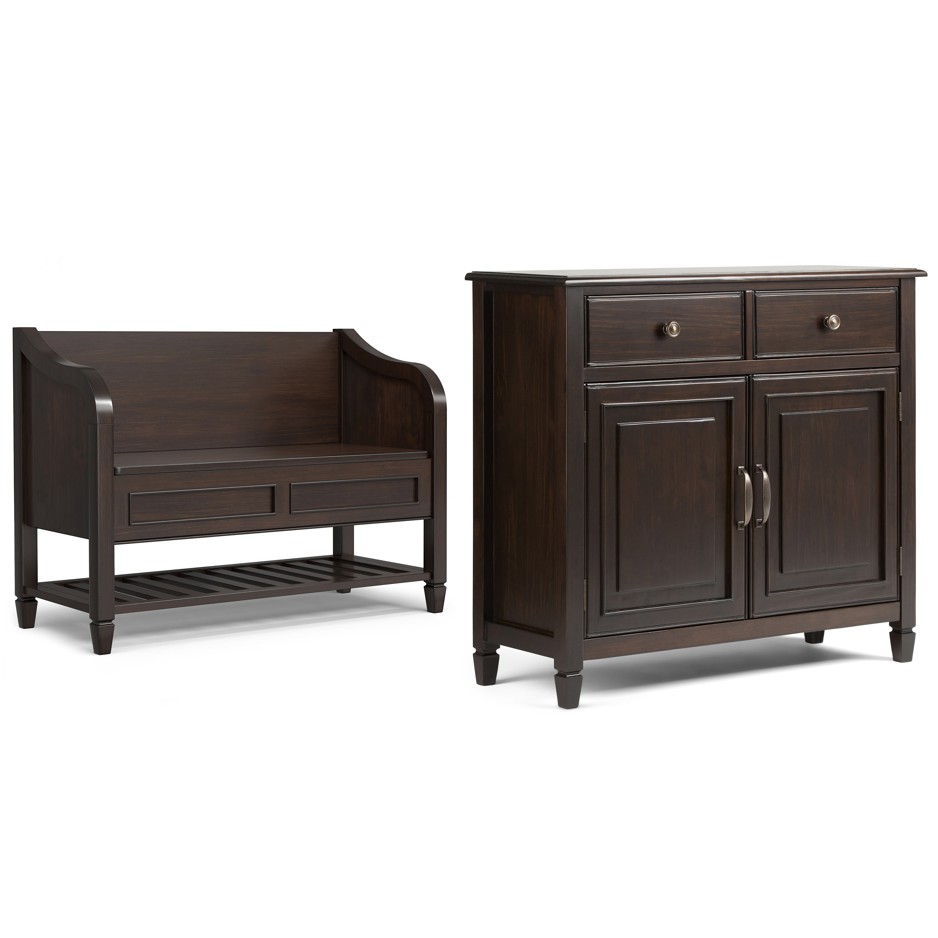 Simpli Home Connaught Solid Wood 42 Inch Wide Storage Bench With Shelf ...