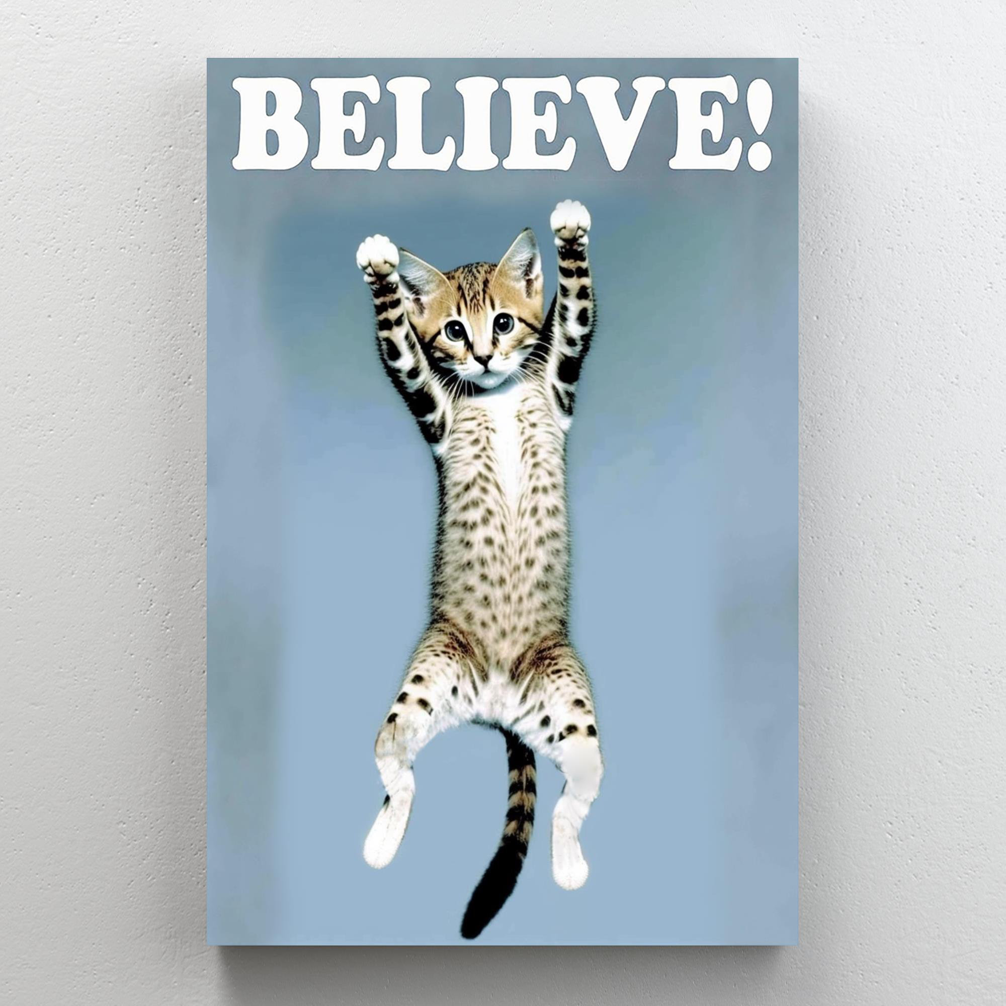 Trinx Believe Cat In The Air - 1 Piece Rectangle Graphic Art Print On ...